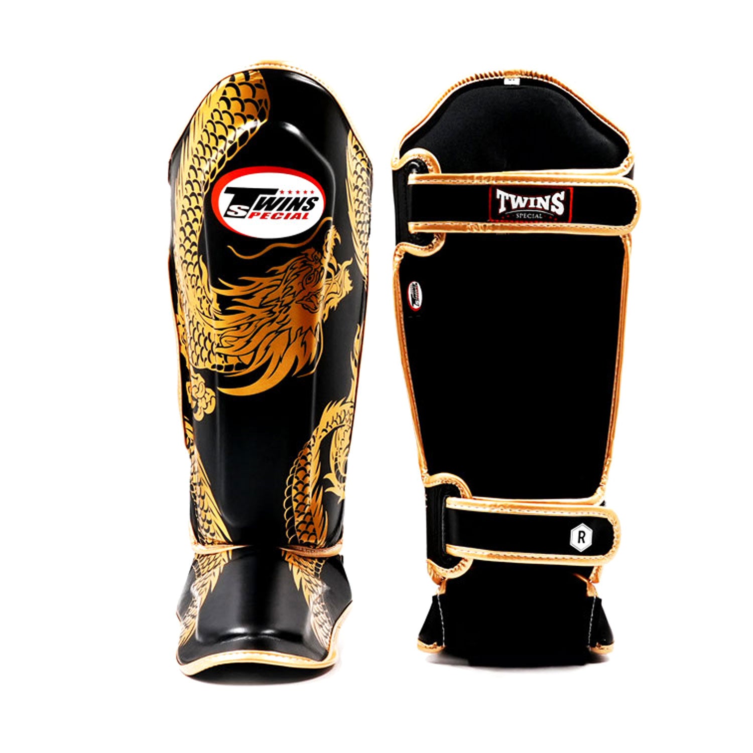 Twins Special FSGL10-49 Leather Shin Pads - Dragon Black-Gold ...